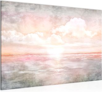 Runa Art Bild Strand und Meer Modern Wandbilder Wohnzimmer Schlafzimmer B&uuml;ro 1 Teilig - Made In Germany - Rosa Himmel Flur 060115a