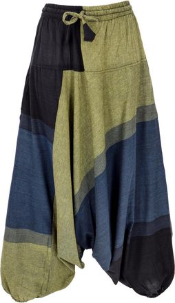 Guru Shop Gestreifte Haremshose, Pluderhose, Boho Pumphose, Aladinhose - Lemon, Damen, Baumwolle