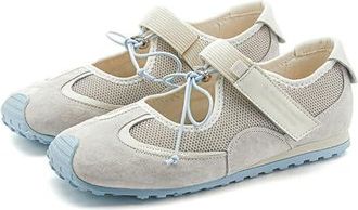 Generic NYSBH Chaussures plates de ballet &agrave; une sangle pour femme - Grande taille - Maille respirante, kaki, 36.5 EU