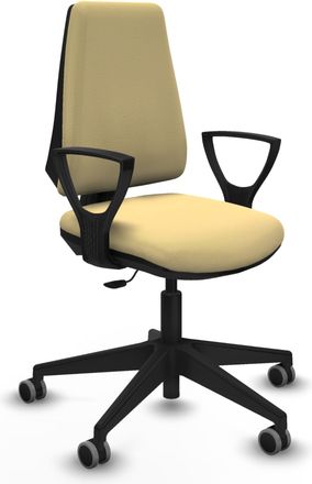 Piqueras y Crespo Elche Schreibtischstuhl mit Armlehnen, ausgestattet mit Permanentkontakt und Schneideschaum, 65 mm Rollen, Parkett, cremefarben