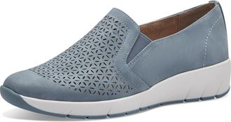 Jana Damen Slipper mit Keilabsatz Vegan, Blau (Denim), 38 EU