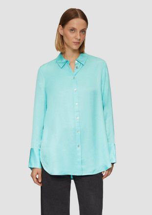 s.Oliver Langarmbluse Bluse Longbluse aus Viskosesatin mit Perlmuttkn&ouml;pfen