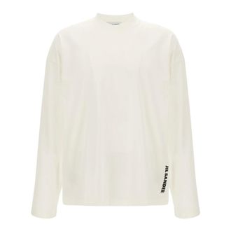 Jil Sander T-shirt Manches Longues Imprim&eacute; Logo - Homme - Tops - Blanc - Taille: M