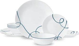 Corelle Corelle Lia Geschirrset, 12-teilig, splitter- und rissfest, Service für 4 Personen