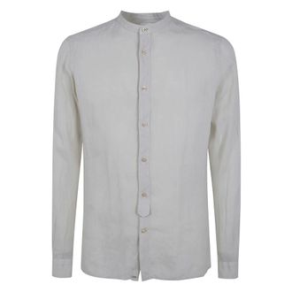 Tintoria Mattei Homme, Chemises, Beige, Taille: 3XL Chemise en lin &agrave; col Mao