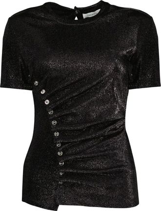 Paco Rabanne Femme, Tops, Noir, Taille: 40 FR Haut Drap&eacute; &agrave; Boutons-Pression
