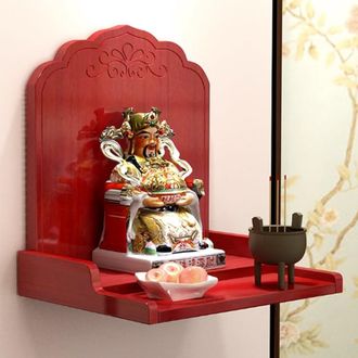 Generic Buddha-Schrein zur Wandmontage, Buddha-Altartisch zur Wandmontage, Meditationstisch zur Wandmontage, Buddha-Statuenst&auml;nder aus Holz, chinesische Opfer