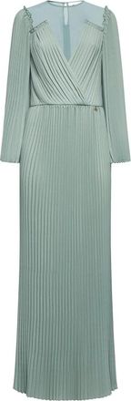 Silvian Heach Femme, Robes, Vert, Taille: 38 FR Robe longue avec plis et encolure croisée