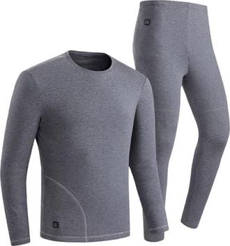 Generic Pyjama Homme Hiver Pyjama Polaire Homme sous-V&ecirc;tements &Eacute;pais R&eacute;chauffants Rapides Ensemble Automne Pantalon + Haut pour Temp&eacute;ratures Basses