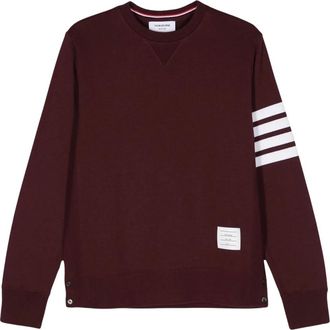 Thom Browne Homme, Sweatshirts et sweats à capuche, Rouge, Taille: L Classic Loopback with Engineered 4 Bar Classic Crewneck