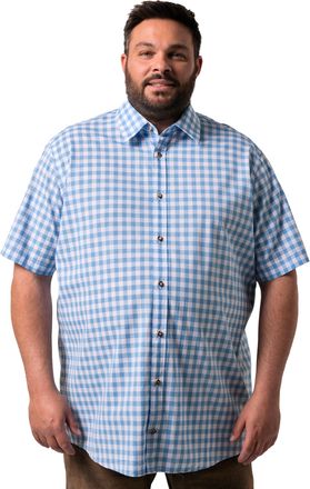 Men Plus Herren gro&szlig;e Gr&ouml;&szlig;en &Uuml;bergr&ouml;&szlig;en Menswear L-8XL Men+ Trachten-Karohemd, Halbarm, Kentkragen, Comfort Fit, bis 8 XL eisblau 6XL 840584709-6XL