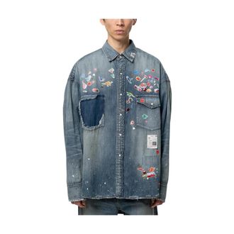 Miharayasuhiro Jeanshemd mit Sticker-Print - - Shirts - Herren - Blau - XS
