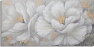 Charme 1921 Painting on Canvas White/gold Flower cm 140x3.7x70