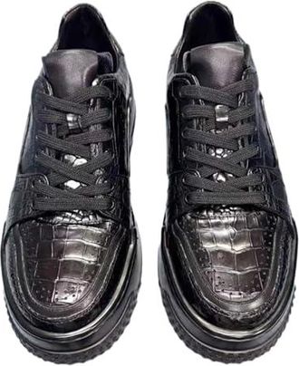 Generic Authentique v&eacute;ritable peau de crocodile Air Sole Chaussures de loisirs vulcanis&eacute;es pour homme Cuir dalligator Exotique V&eacute;ritable Chaussures &agrave; lacets, 
