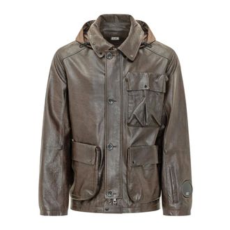 C.P. Company C.p. Company - Veste Mille doubl&eacute;e en cuir - Homme - Vestes - Brun - Taille: L