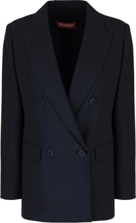 Max Mara Femme, Vestes, Bleu, Taille: 40 FR Grembo Fitted Wool Crepe Blazer