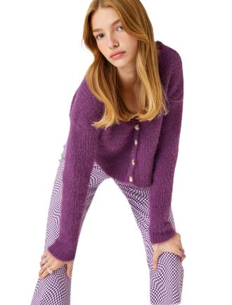 Koton Women Crop Cardigan V Neck Long Sleeve