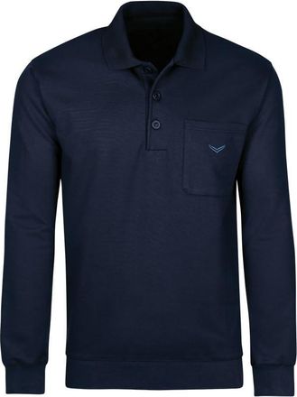 Trigema Herren Langarm Polo aus Sweat-Qualität,Navy,3XL