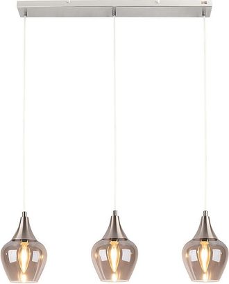 Nowa H&auml;ngeleuchte 3-Flammig Pendelleuchte Glas Retro Esszimmerlampe Glasschirme, Metall, 3x E14 Fassung, LxBxH 65x15x150 cm