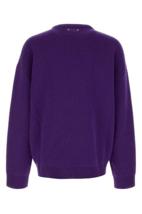 Balenciaga Wool-Blend Crew Neck Sweater - Purple