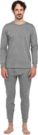 Lapasa Herren Extra warmes Dickes Thermounterwäsche Set, Samtfutter Funktionsunterwäsche, Thermooberteil & Thermounterhosen (Thermoflux Fusion M63), XL, Grau