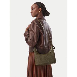 Calvin Klein Handtasche Calvin Klein Emblem Aop Sueded Shoulder Bag LV04F3880G Dunkelgr&uuml;n