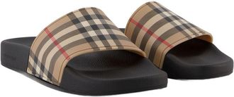 Burberry Check Print Slide Sandal - Beige