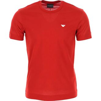 Emporio Armani Homme, Tops, Rouge, Taille: 2XL T-shirt Rouge à Manches Courtes avec Logo Aigle Brodé pour Homme