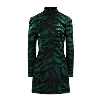 Dolce & Gabbana Metallisches Kleid mit Langen &Auml;rmeln- Schwarz/Gr&uuml;n - - Dresses - Damen - Gr&uuml;n - S