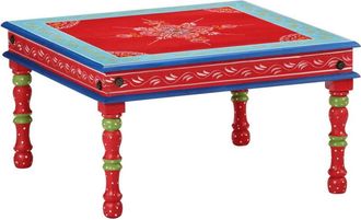 vidaXL Table basse rouge bois de manguier massif peint &agrave; la main