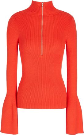 8 by YOOX RIBBED HALF-ZIP KNIT SWEATER