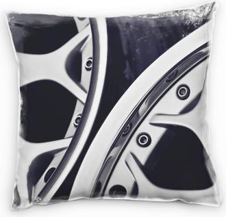 Paul Sinus Art Macro, Auto, R&auml;der, Felgen, Silber, grau Deko Kissen 40x40cm f&uuml;r Couch Sofa Lounge Zierkissen - Dekoration zum Wohlf&uuml;hlen