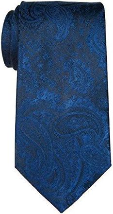 Retreez Cravate classique en microfibre tiss&eacute;e textur&eacute;e cachemire 8 cm pour homme, bleu marine, taille unique