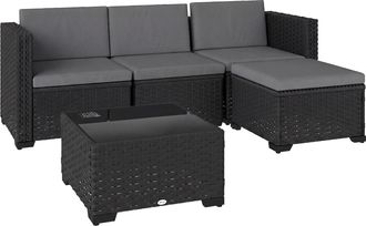 OUTSUNNY Set Giardino 5 Pezzi, Divano Modulare Cuscini, Grigio