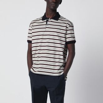 Prada Ivory/garnet striped cotton polo shirt