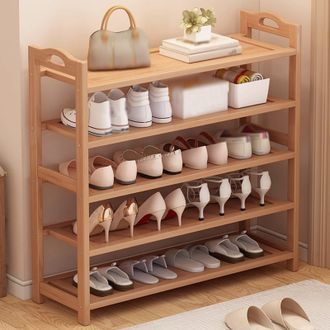 Generic Offenes Schuhregal mit 4/5/6 Ebenen und Herausnehmbaren Regalb&ouml;den, Vertikales Schuhhalter mit Griff for Kleine R&auml;ume, Multifunktionales Schuhst&auml;nder 