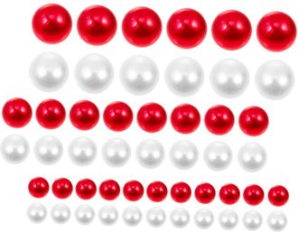 NUOBESTY 1000 St&uuml;ck Abs K&uuml;nstliche Perlen ohne Schwimmende Deko perlen f&uuml;r Vasenf&uuml;llung DIY Bastelperlen in Rot und Wei&szlig; Vase Dekoration Zubeh&ouml;r