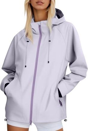 Generic Veste coupe-vent l&eacute;g&egrave;re &agrave; capuche pour femme avec poches, violet, 3XL
