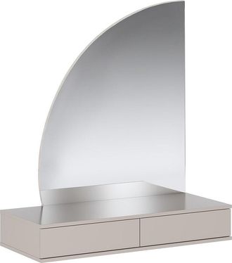 Vente-Unique Frisiertisch h&auml;ngend mit LED-Spiegel - 2 Schubladen - Beige matt - JINEZA