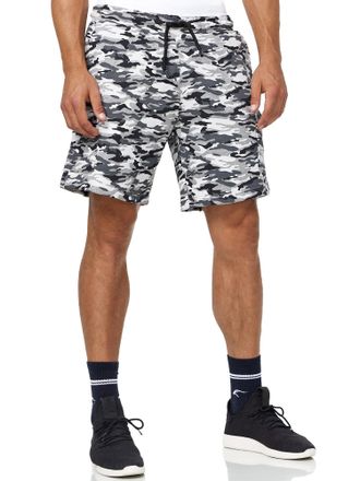 Indicode Herren Dannie Cargo Sweatshorts mit Kordelzug | Herrenshort Sport Trainingshose Black Camouflage, XL