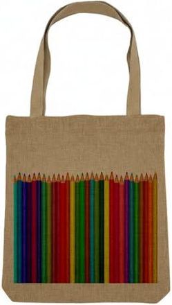 Fabulous Sac Shopping Tote Bag Aspect Lin - Crayon de Couleur Enfant Mignon Fille Garcon - Sac de Courses Toile Epaisse 360g Beige Naturel Cabas Port&eacute; Epaule S