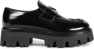 Prada Brushed Leather Platform Loafers