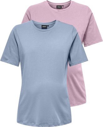 Only Damen Olmonly S/S 2-Pack Top JRS Noos, Cashmere Blue, Large (2er Pack)