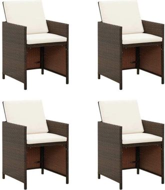 vidaXL vidaXL Chaises de jardin avec coussins lot de 4 R&eacute;sine tress&eacute;e Marron