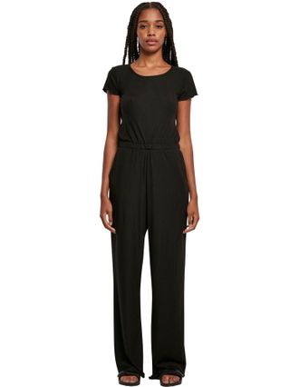Urban Classics Damen Dames Rib Wid Leg Jumpsuit, Schwarz, XS EU