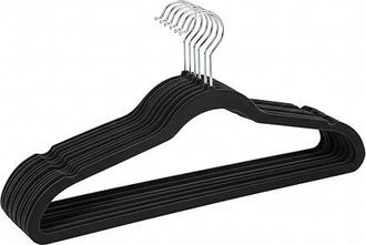 Simplify 10 superd&uuml;nne Samt-Kleiderb&uuml;gel, platzsparend, Schrank-Organisation, rutschfest, langlebige Kleiderb&uuml;gel f&uuml;r Kleider, M&auml;ntel, Hosen in schwarz