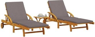 vidaXL Vidaxl - Sonnenliegen 2 Stk. mit Tisch Massivholz Akazie