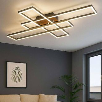 Globo Lighting Deckenleuchte led Wohnzimmerlampe Deckenlampe beweglich Holzoptik L80 cm