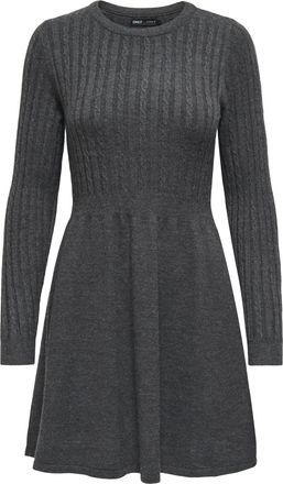 Only Damen Strickkleid Rundhals Regular fit Langarm Midikleid bequem, Farben:Dunkelgrau, Gr&ouml;&szlig;e:XL