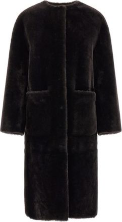 BLANCHA Lange Shearling Jacke - - Jackets - Damen - Braun - S